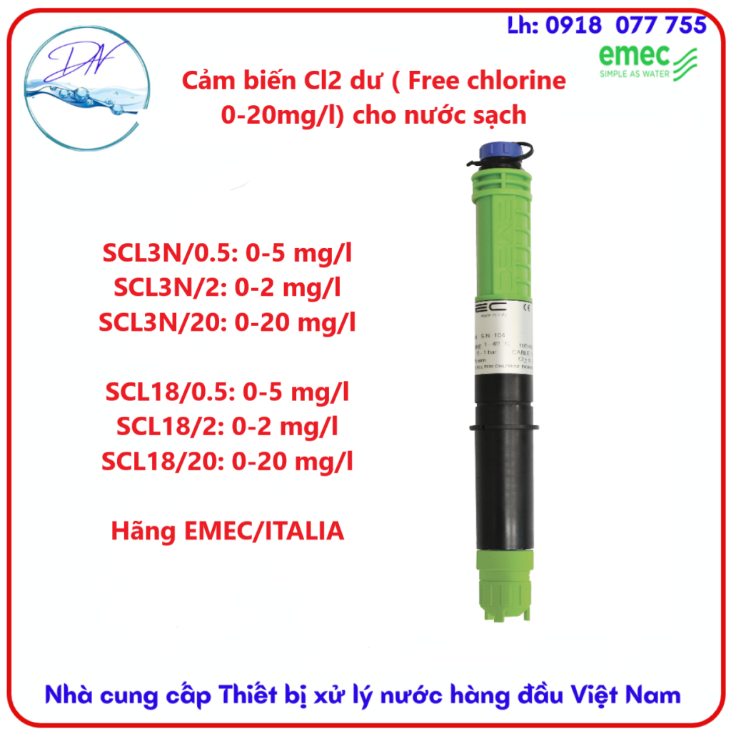 Cảm biến Cl2 dư Emec SCL3N/SCL18 (0-20ppm) | Free chlorine