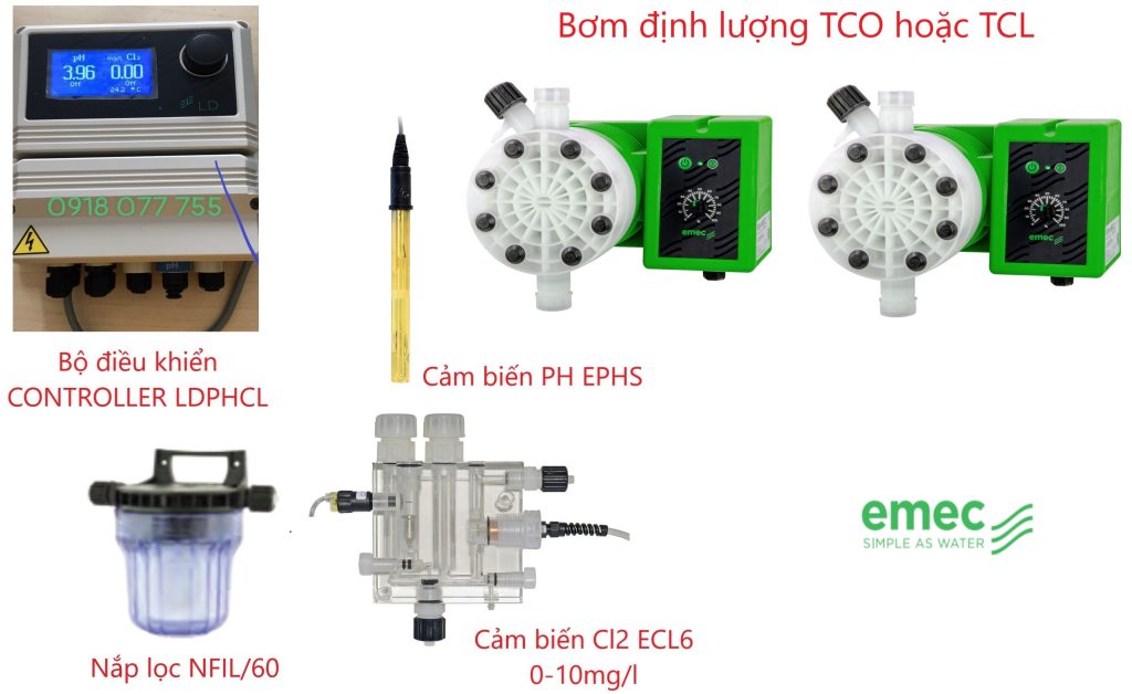 LDPHCL_Bộ châm hóa chất Clo-ph bể bơi_CS 20l/h | Emec-Italia