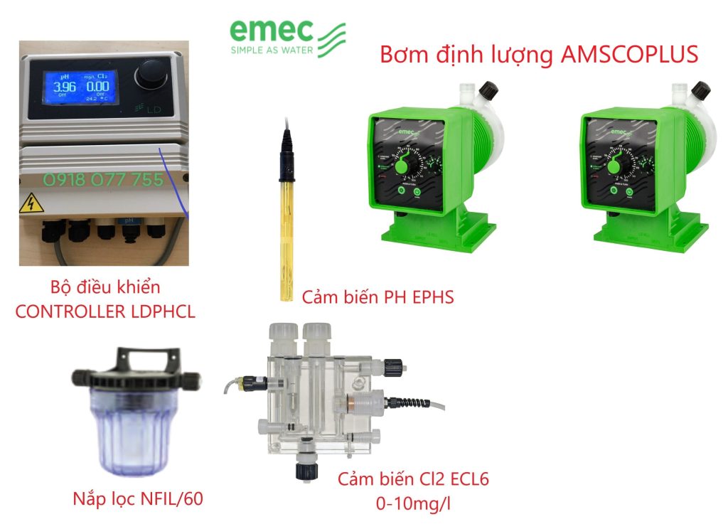 Thiết bị châm hóa chất Clo-ph_LDPHCL CS 40l/h | Emec-Italia
